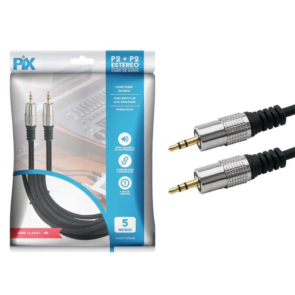 Cabo P2 x P2 Premium 5 Metros, Premium – Pix 018-0725 - Realtek Brasil